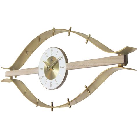 Infinity Instruments Contemporary Gold Metal Eye Shaped Wall Clock 10 In X 22 In Battery