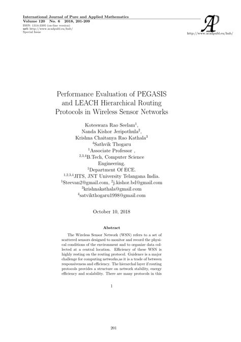 Pdf Performance Evaluation Of Pegasis And Leach Hierarchical Routing