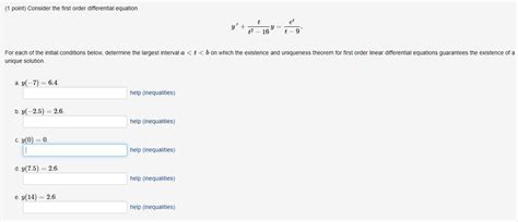 Solved Point Consider The First Order Differential Chegg