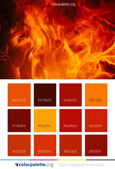 Flame Fire Orange Color Palette Flame Fire Orange Color Palette