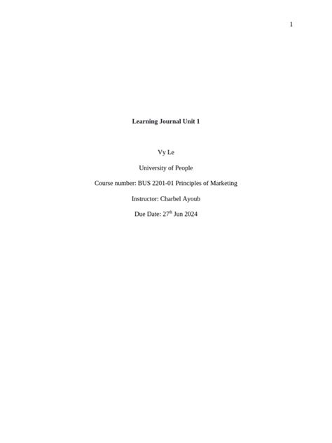 Bus 2201 Learning Journal Unit 1 Pdf