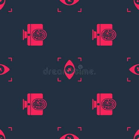 Set Monitor With Fingerprint And Eye Scan On Seamless Pattern Vector Stock Vector