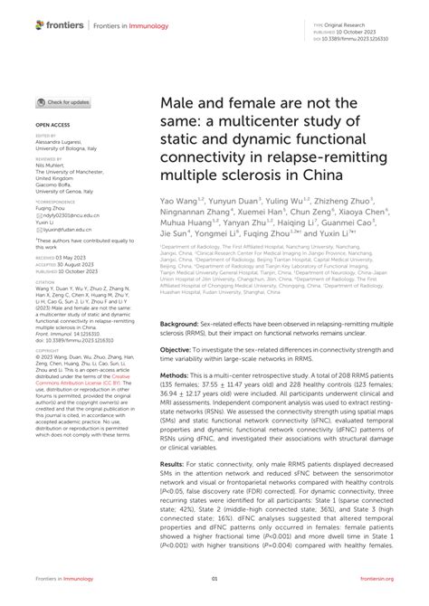 PDF Male And Female Are Not The Same A Multicenter Study Of Static And Dynamic Functional