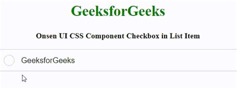 Onsen UI CSS Component Checkbox In List Item GeeksforGeeks
