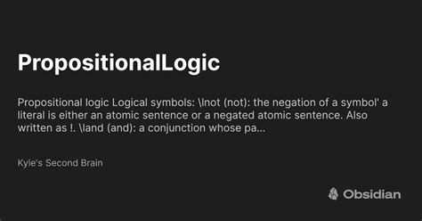 Propositionallogic Kyles Second Brain Obsidian Publish