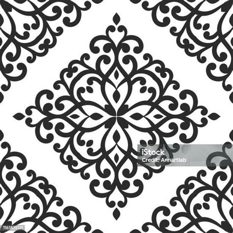 흑백 고급 스리무드 패턴장식 마름모 전통적인 터키어 인도 모티브 직물 및 섬유 벽지 포장 또는 원하는 아이디어에 적합합니다 0명에 대한 스톡 벡터 아트 및 기타 이미지