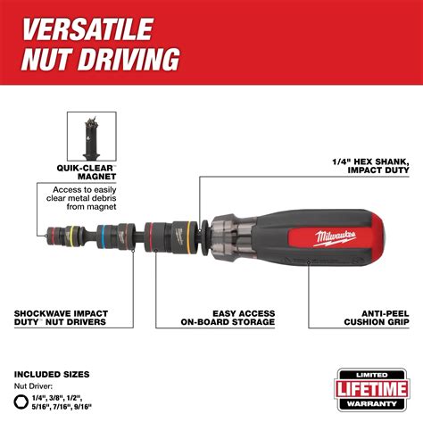 Multi Nut Driver W Shockwave Impact Duty™ Flip Magnetic Nut Drivers