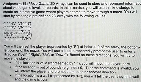 Solved Assignment 5b Maze Game 2d Arrays Can Be Used To