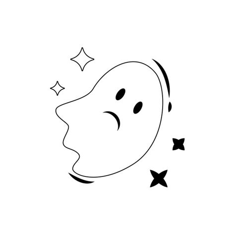 Premium Vector Halloween Cartoon Elements Ghost Line Art