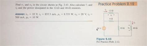 answered practice problem 2 12 dv and v2 in the… bartleby