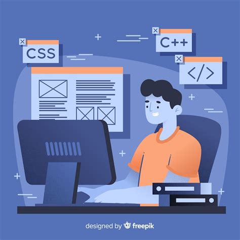 Premium Vector | Young programmer concentrated at working project. Developing programming and ...