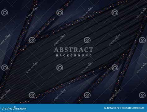 Abstract Dark Blue Geometric Overlapping Layer With Glitter And Glowing