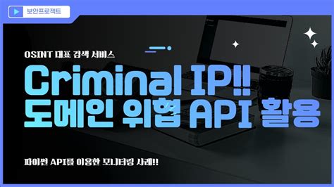 criminal ip 도메인 보안 위협 정보 확인 파이썬 api 사례 youtube