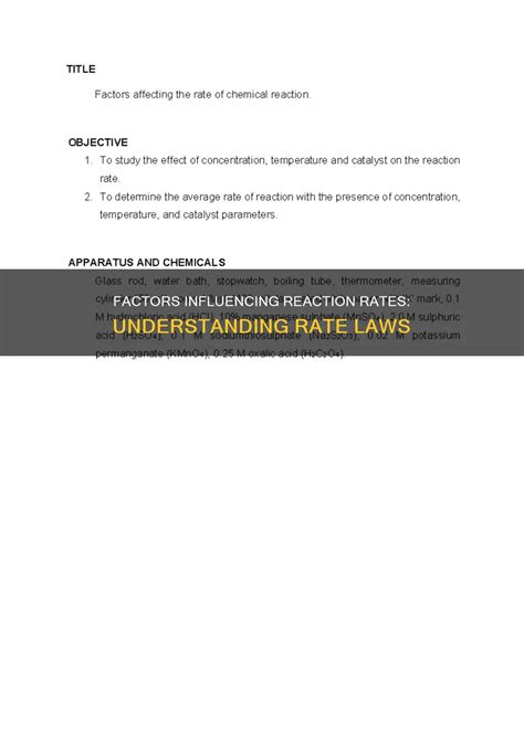 Factors Influencing Reaction Rates Understanding Rate Laws LawShun