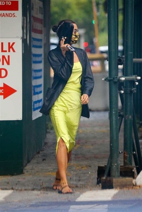 Irina Shayk In A Neon Green Dress Was Seen Out In New York 10 19 2020