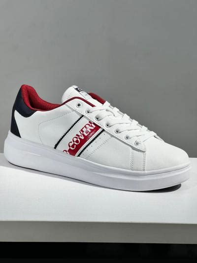 Enrico coveri lace up sneakers with red details - Fancy Soles