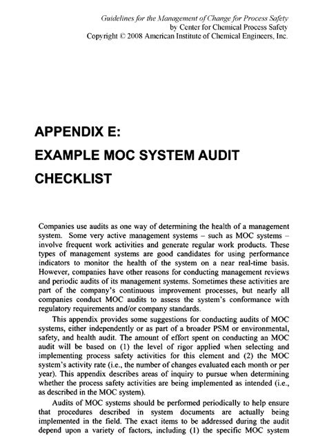 Psm Audit Checklist Audit Safety