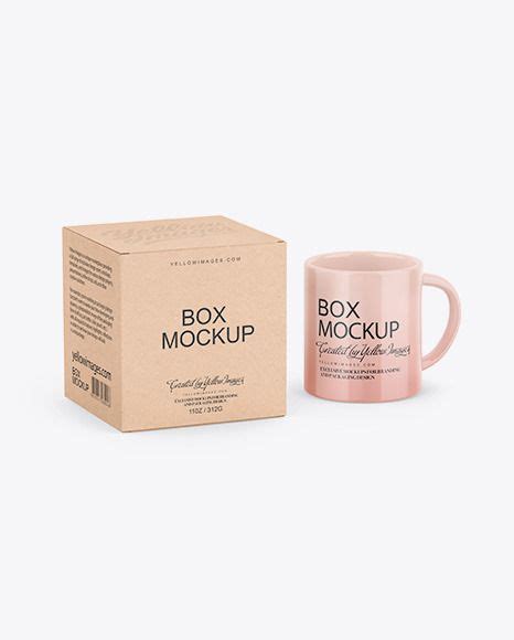 Kraft Box W Glossy Mug Mockup Box Mockup Kraft Boxes Mugs