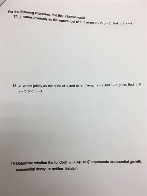 Solved For The Following Exercises Find The Unknown Value D Chegg