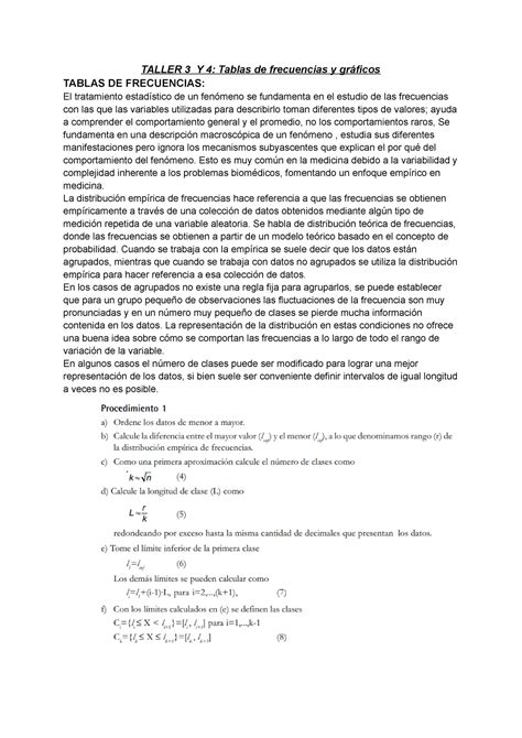 Taller 3 Y 4 Tablas De Frecuencias Y Gráficos Taller 3 Y 4 Tablas De Frecuencias Y Gráficos