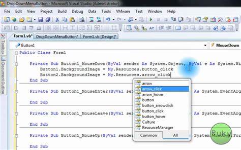Visual Basic 2008 Tutorial Original Drop Down Menu Button Youtube