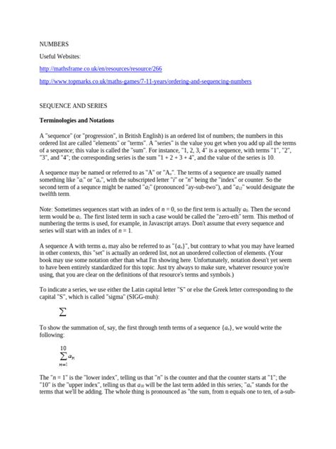 sequence and series pdf summation multiplication