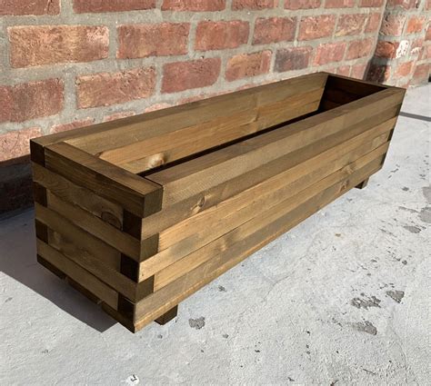 Wooden Planter Box Rectangular Heavy Weight Large Uk Garden Products