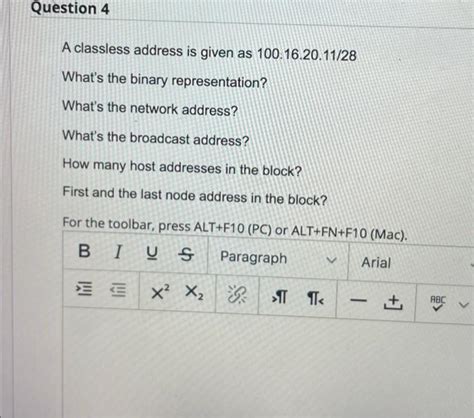 solved question 4 a classless address is given as