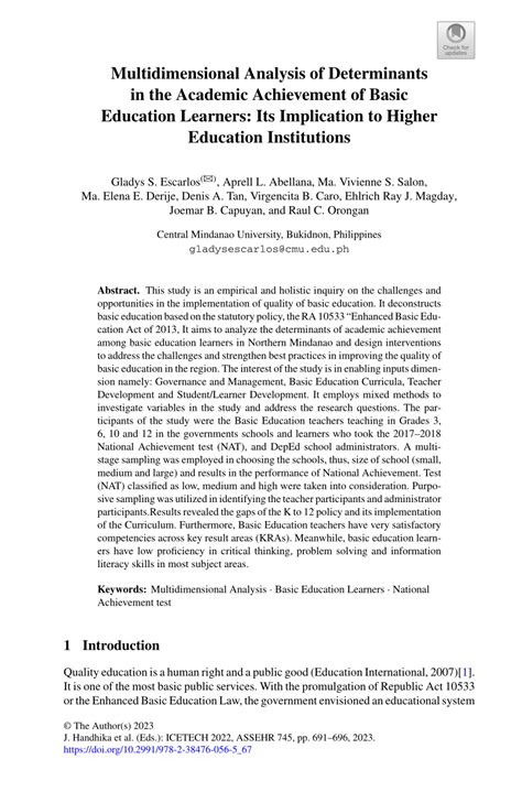 pdf multidimensional analysis of determinants in the academic