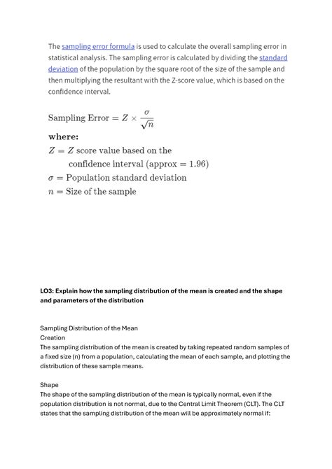Sampling And Sampling Distributions Notespdf