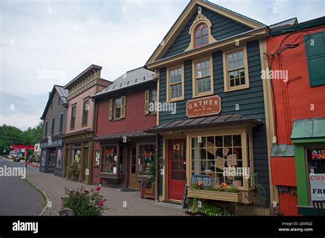 Street Views Of Quaint Historic Buildings In Suburban Town Of