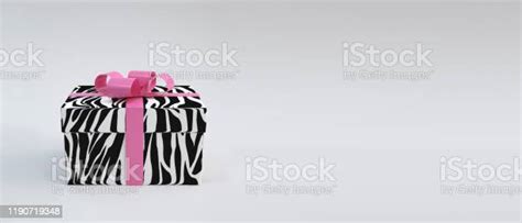 핑크 활 전면 3d 렌더링 3d 일러스트와 얼룩말 선물 상자 0명에 대한 스톡 사진 및 기타 이미지 0명 공휴일 기념일 Istock