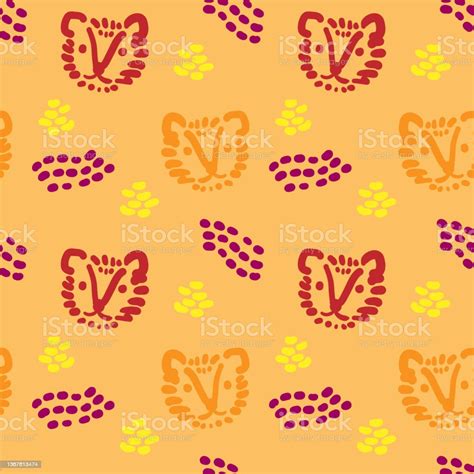 낙서 야생 고양이 원활한 패턴 재미있는 아기 야생 고양이 얼굴 반점 장식품 오렌지 갈색 보라색 노란색 빨간색 색 유치한 물건을 위한 밝은 컬러풀한 디자인 0명에 대한 스톡