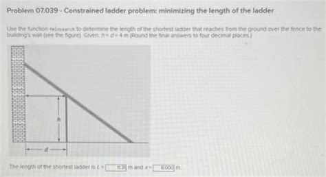 Solved Problem 07039 Constrained Ladder Problem