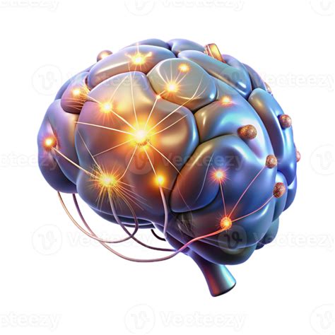 Serene Rustic A Holographic Projection Of A Human Brain Neural Pathways Firing And Glowing Lit