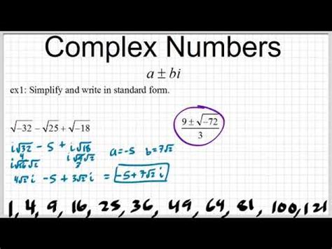 Standard Form Complex Numbers