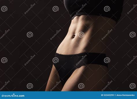 Slim Fit Woman Body Muscled Abdomen Sportswear Stock Image Image Of Dumbbell Attractive