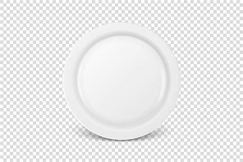 벡터 3d 현실적인 흰색 도자기 플라스틱 또는 종이 일회용 식품 접시 접시 아이콘 클로즈업 격리 전면 뷰 디자인 템플릿 그래픽