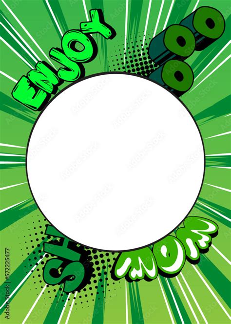 Blank Circle Shape On Green Pop Art Comics Background Illustration