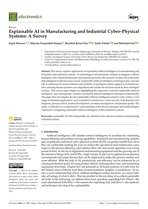 Pdf Explainable Ai In Manufacturing And Industrial Cyberphysical Systems A Survey
