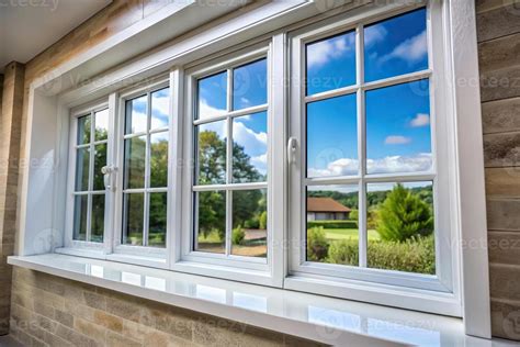 Durable Pvc Window Frame With Triple Insulated Windows In A Residential Setting Low Angle