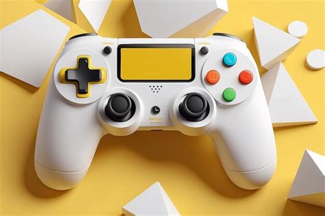 Premium Photo White Standard Game Controller Joystick Gamepad On A