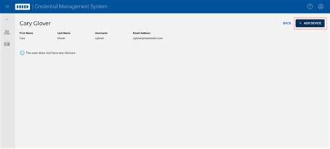 issue a device for a user hid cms hid global