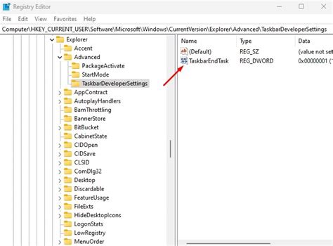 how to enable taskbar end task on windows 11