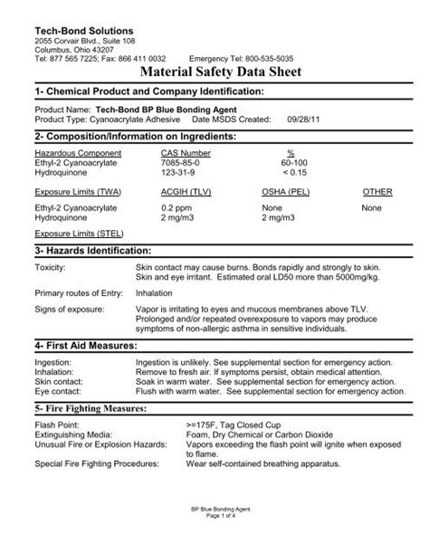 Msds Tech Bond