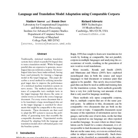 Language And Translation Model Adaptation Using Comparable Corpora Acl Anthology