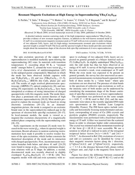 Pdf Resonant Magnetic Excitations At High Energy In Superconducting Yba2cu3o6 85