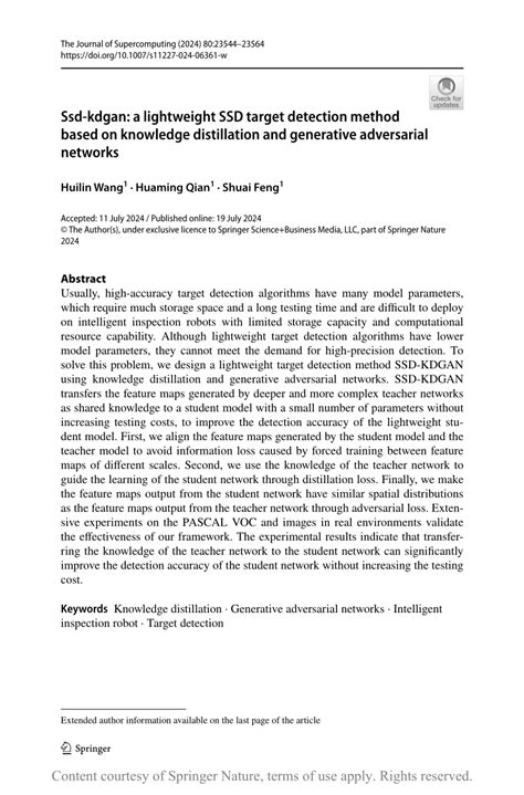 Ssd Kdgan A Lightweight Ssd Target Detection Method Based On Knowledge Distillation And