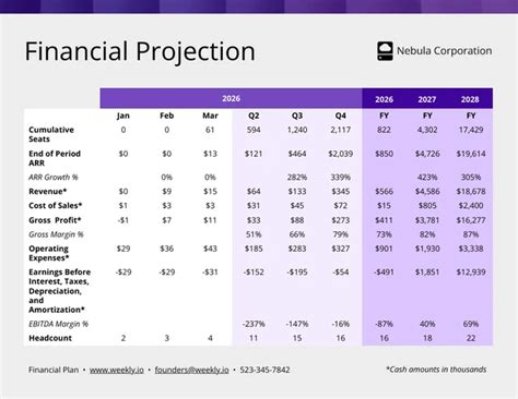 Financial Projection Table Chart Template Venngage