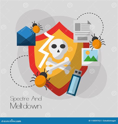 Spectre And Meltdown Vulnerability System Information Virus Stock Vector Illustration Of
